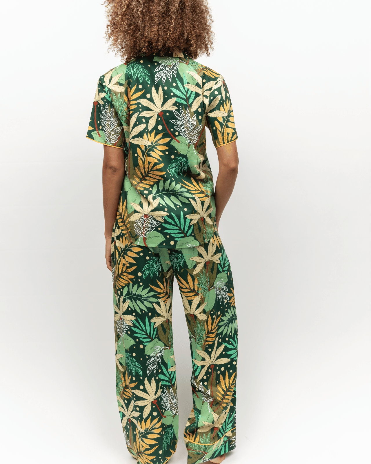 Gabrielle Palm Print Wide Leg Pyjama Set @ TKD Lingerie