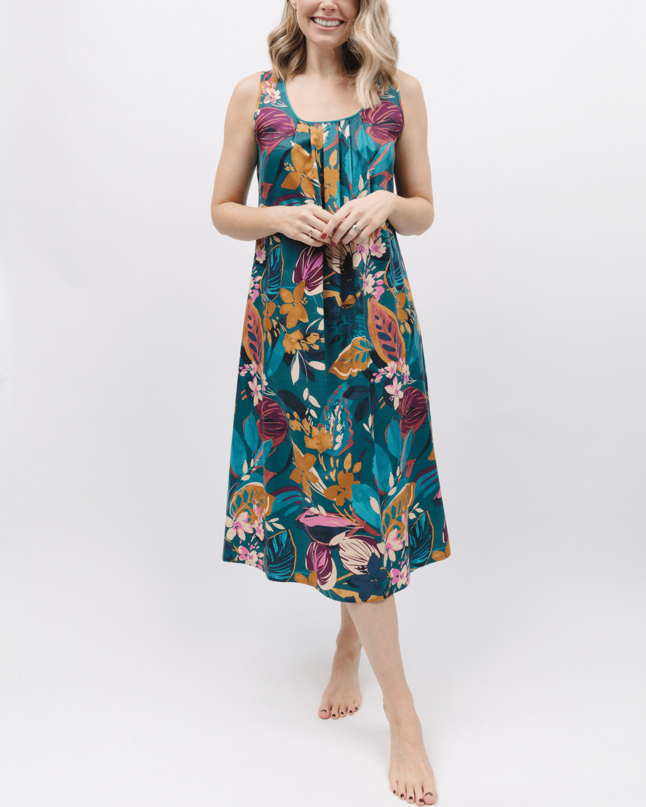 Maple Leaf Print Long Nightdress @ TKD Lingerie