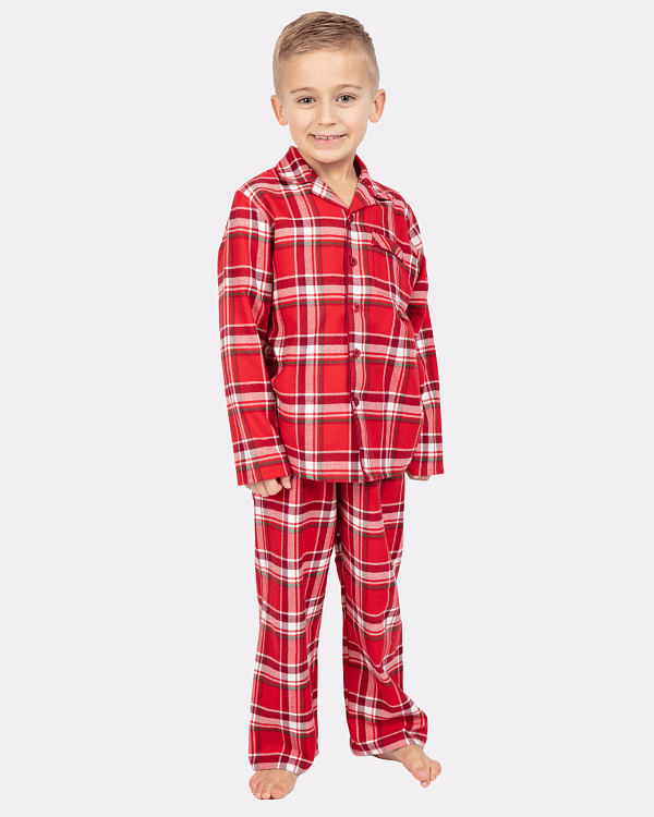 Boys Frankie Brushed Check Pyjama Set @ TKD Lingerie