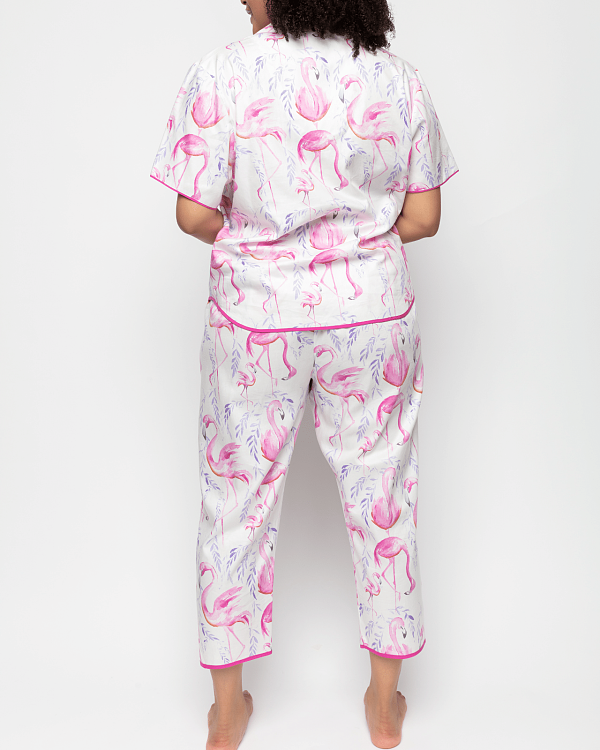 Fifi Flamingo Print Cropped Pyjama Set @ TKD Lingerie