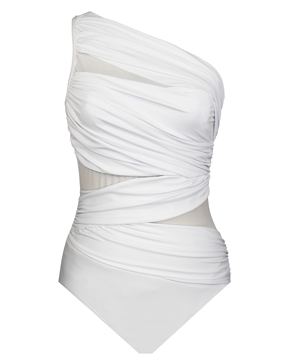 Jena One Shoulder Shaping Swimsuit White @ TKD Lingerie