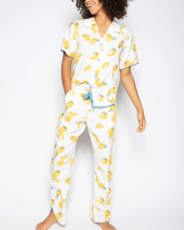 Phoebe Lemon Print Pyjama Set @ TKD Lingerie